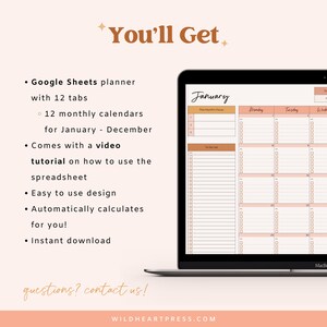 Google Sheets Monthly Calendar, Monthly Planner Spreadsheet, 2025 ...