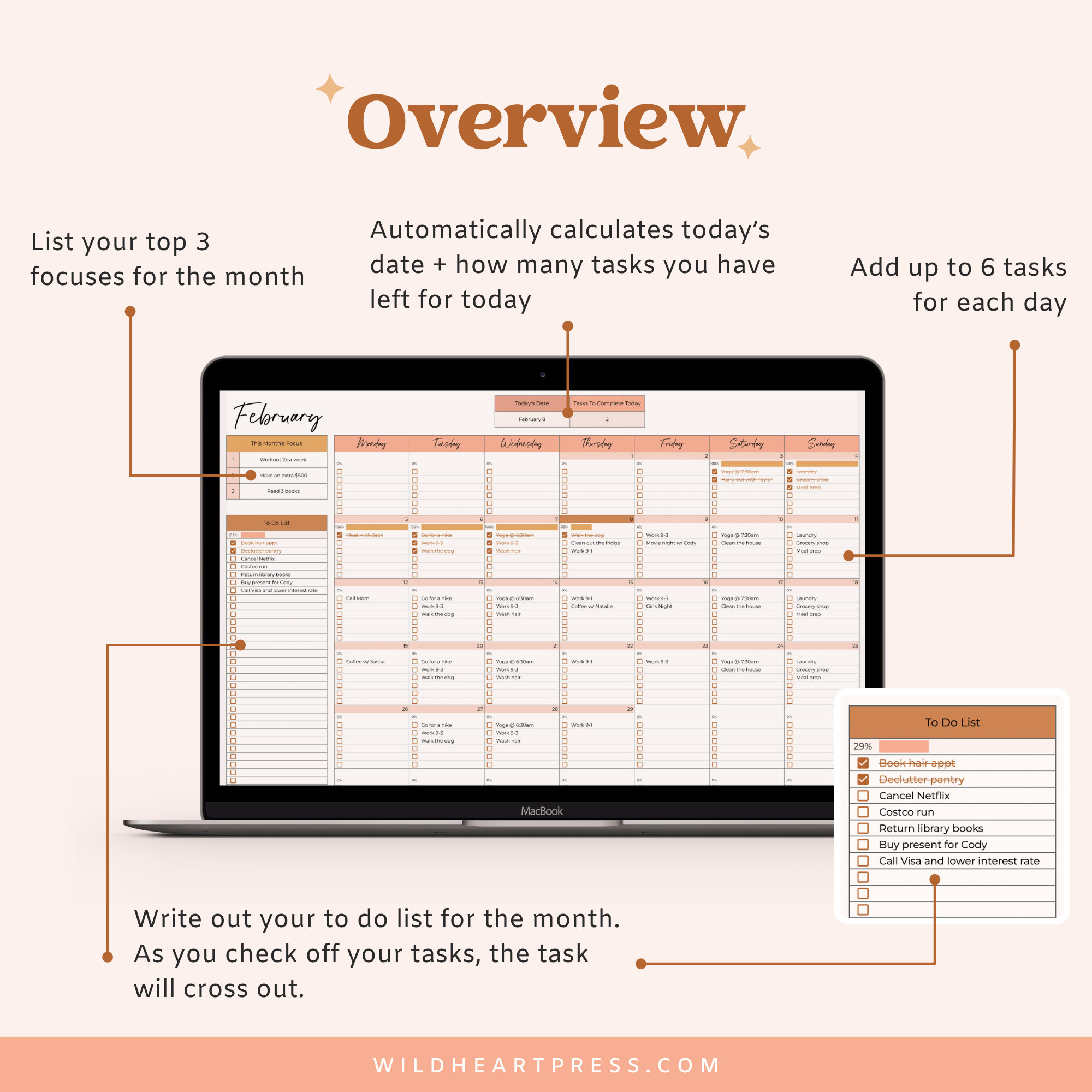 Google Sheets Monthly Calendar, Monthly Planner Spreadsheet, 2025 ...