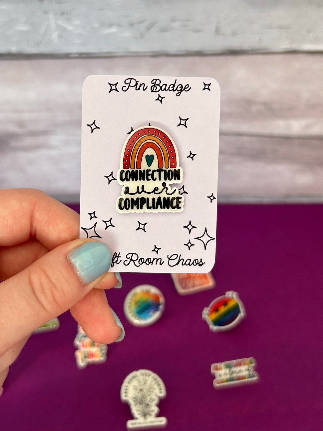 Rainbow Connection Over Compliance Pin Badge Resin-coated Plastic Lapel ...