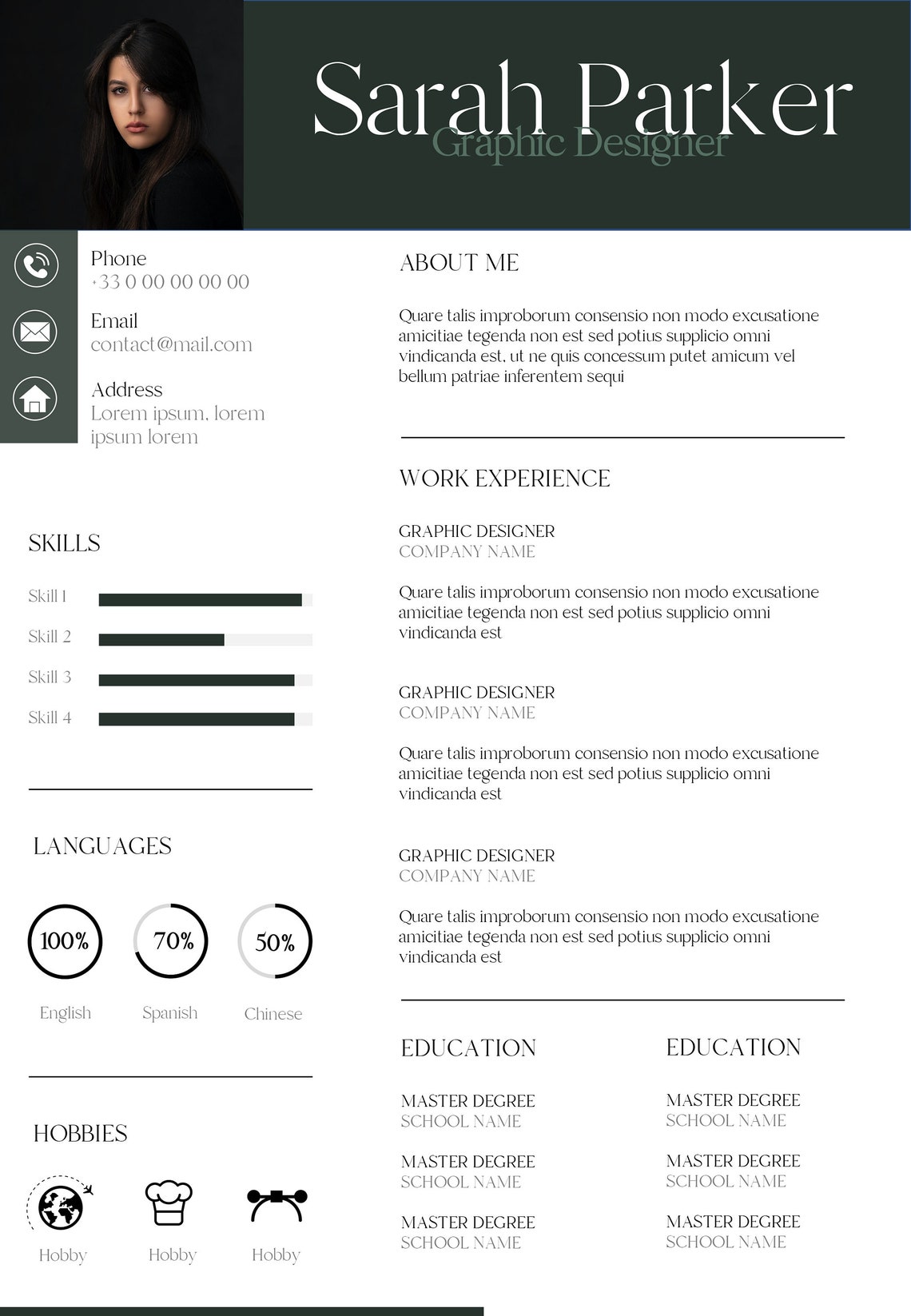 Green Elegant & Modern Resume -CV - Etsy