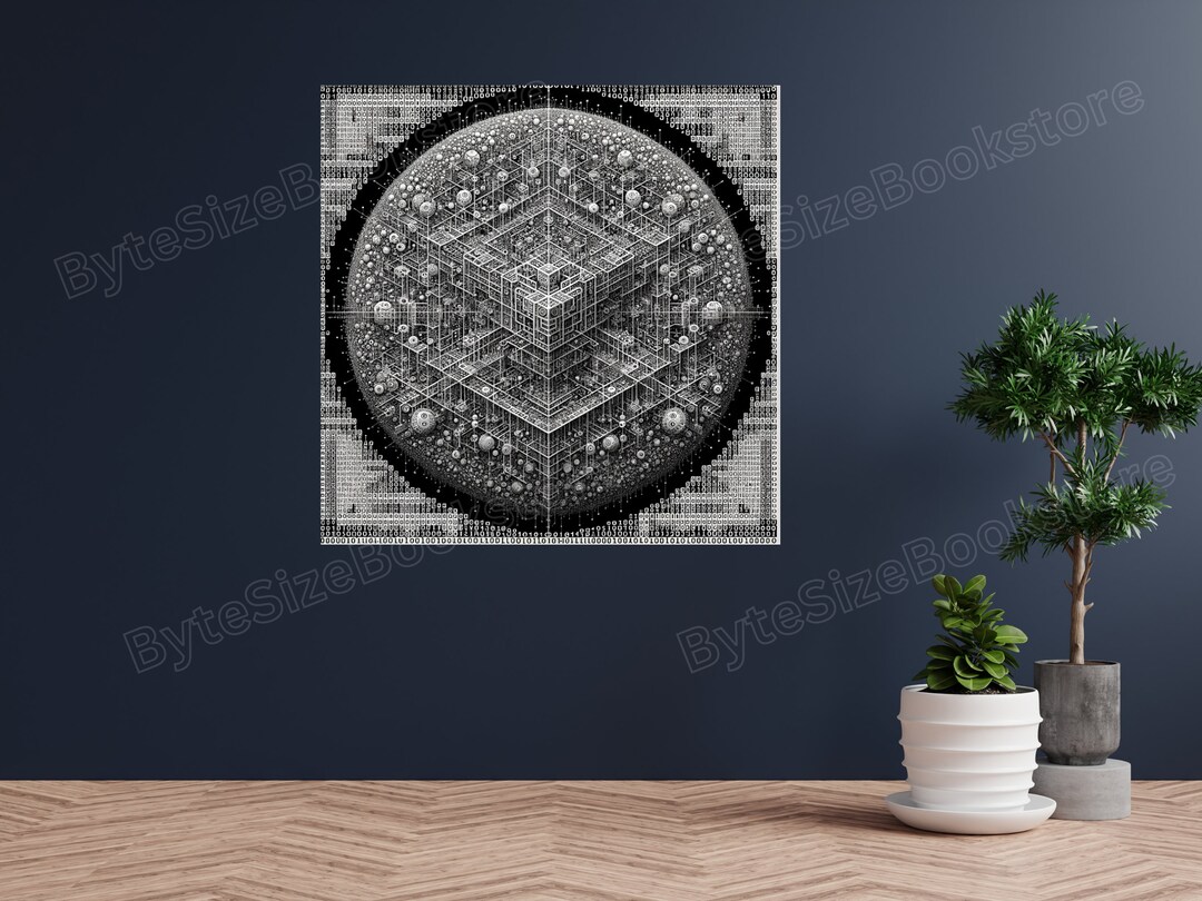 Digital Art - AI Vision Binary Artwork - Intricate Digital Code Pattern - Monochromatic Wall ...