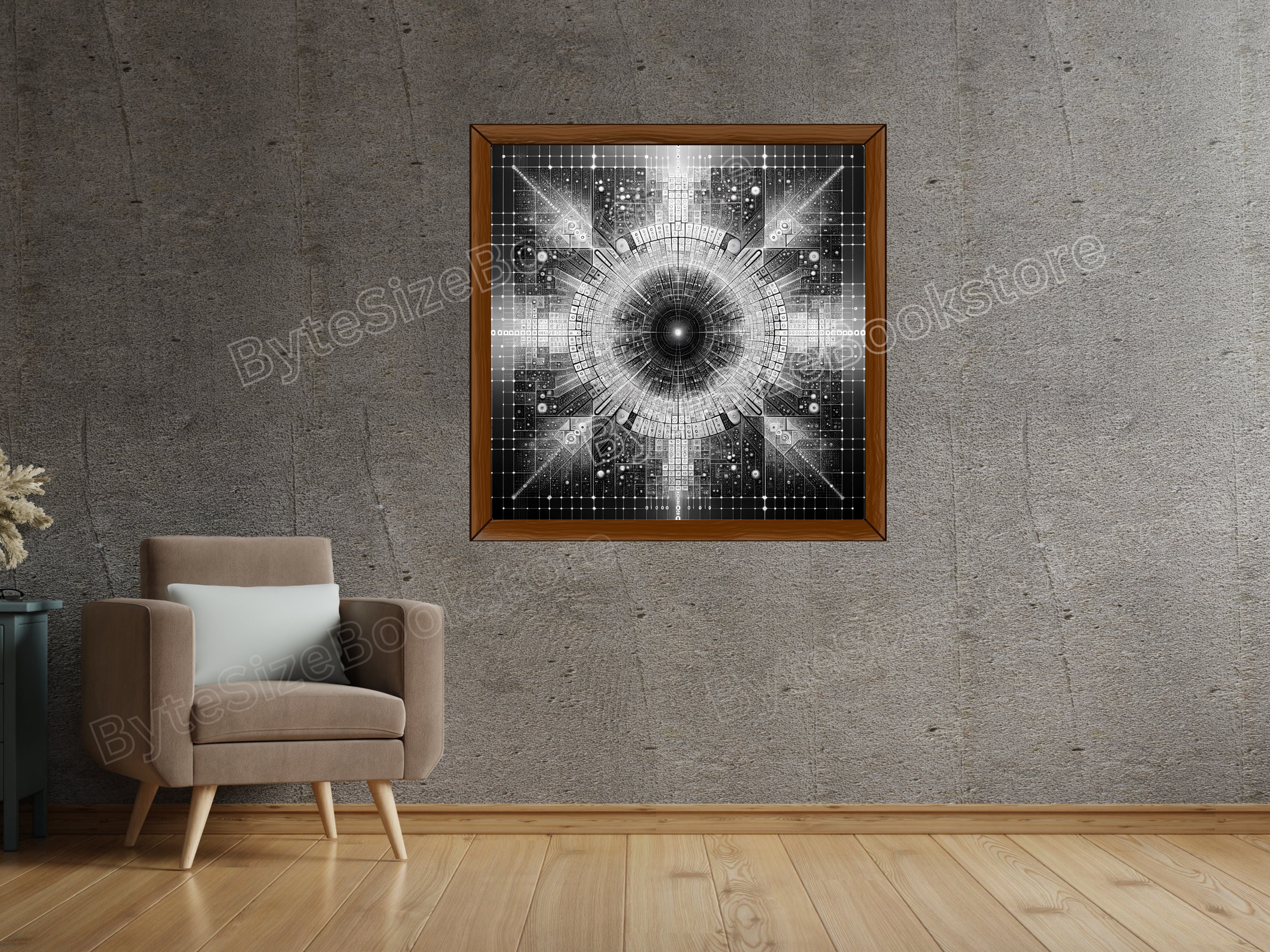 Data Visualization Art Binary Code Processing Pattern Monochromatic Digital Print Various Sizes ...