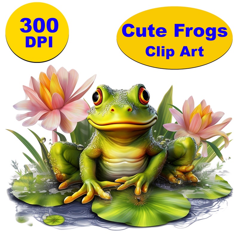 Cute Frog, Frog Clipart, Frog PNG, Frog Art, Frog, Digital Print ...