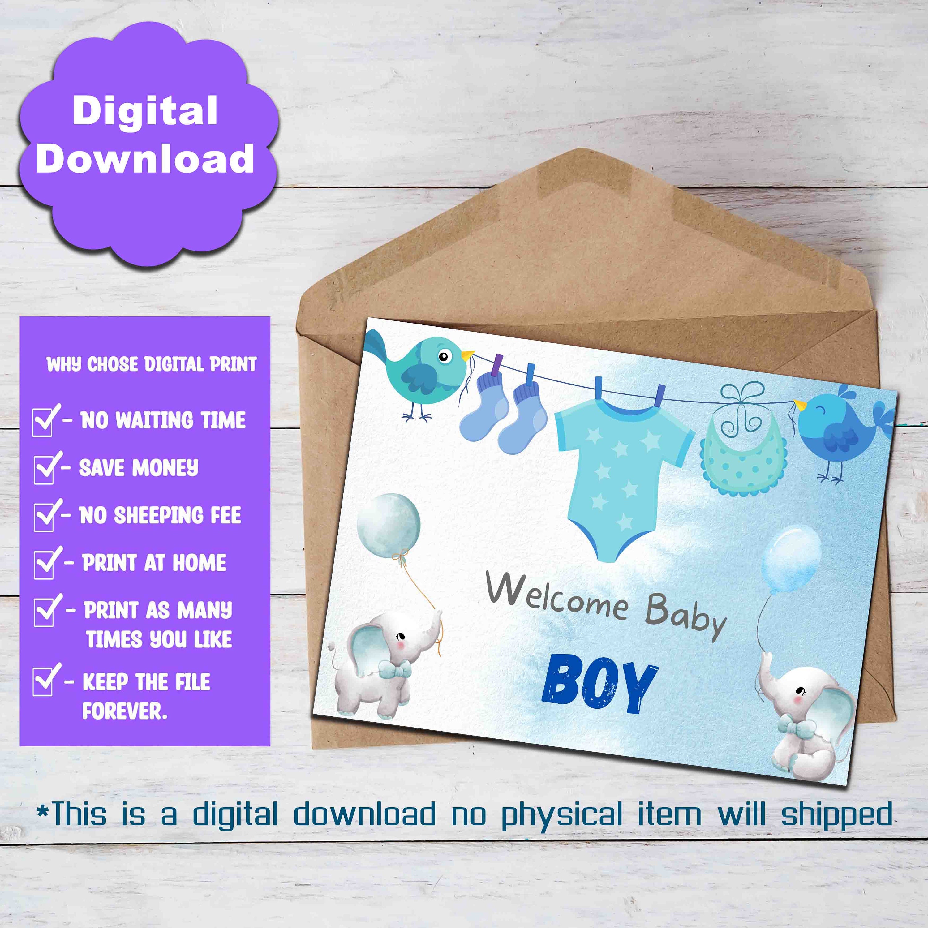 Welcome Baby Printable Card Baby Shower Card Template - Etsy