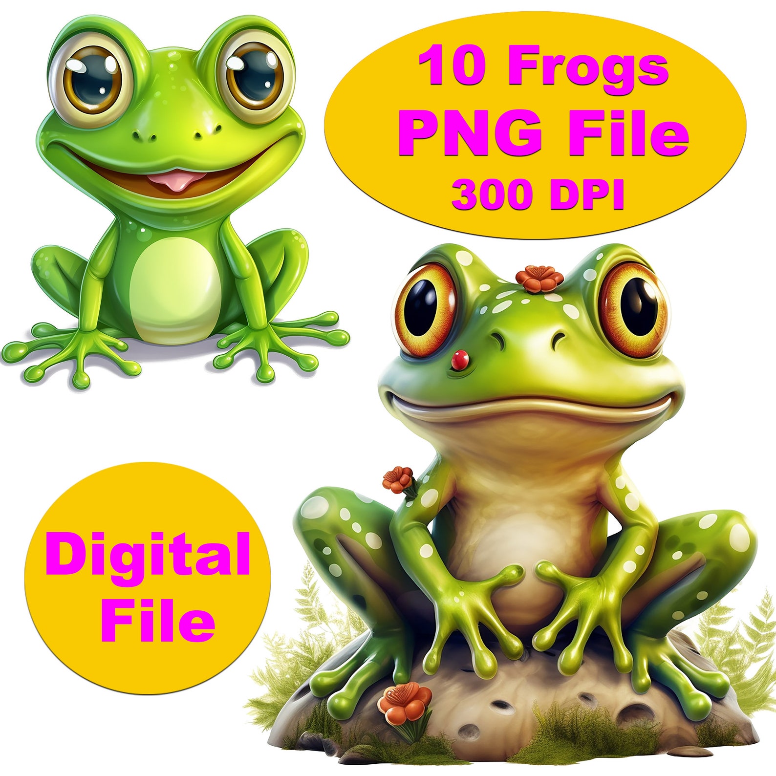 Cute Frog, Frog Clipart, Frog PNG, Frog Art, Frog, Digital Print ...