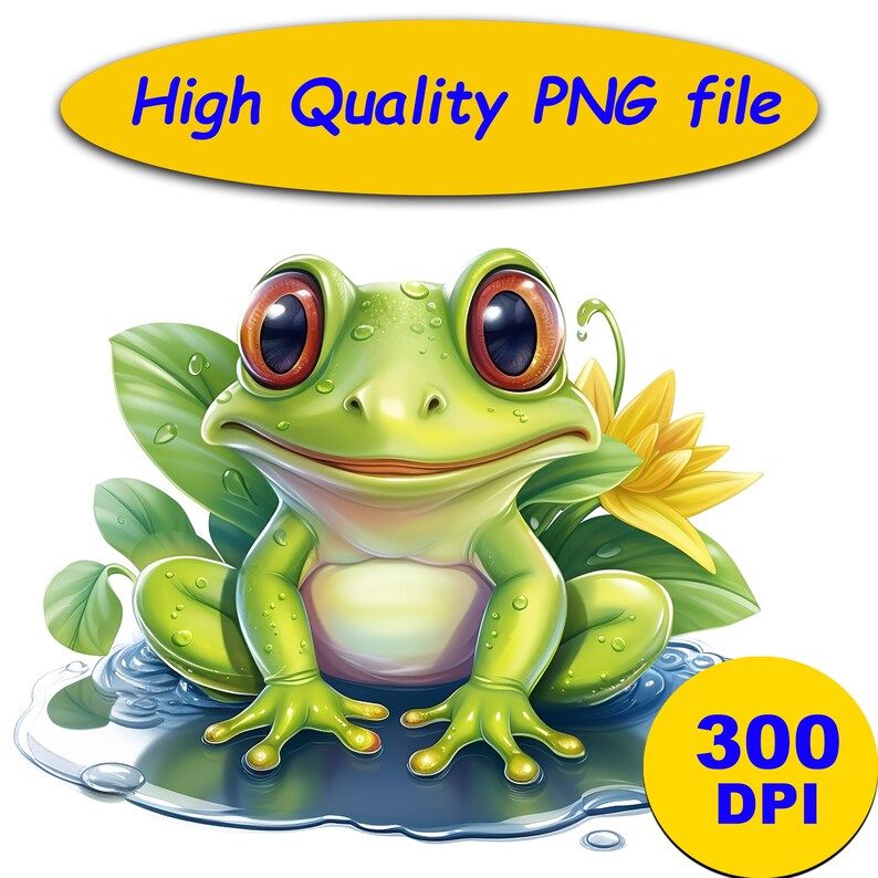 Cute Frog, Frog Clipart, Frog PNG, Frog Art, Frog, Digital Print ...