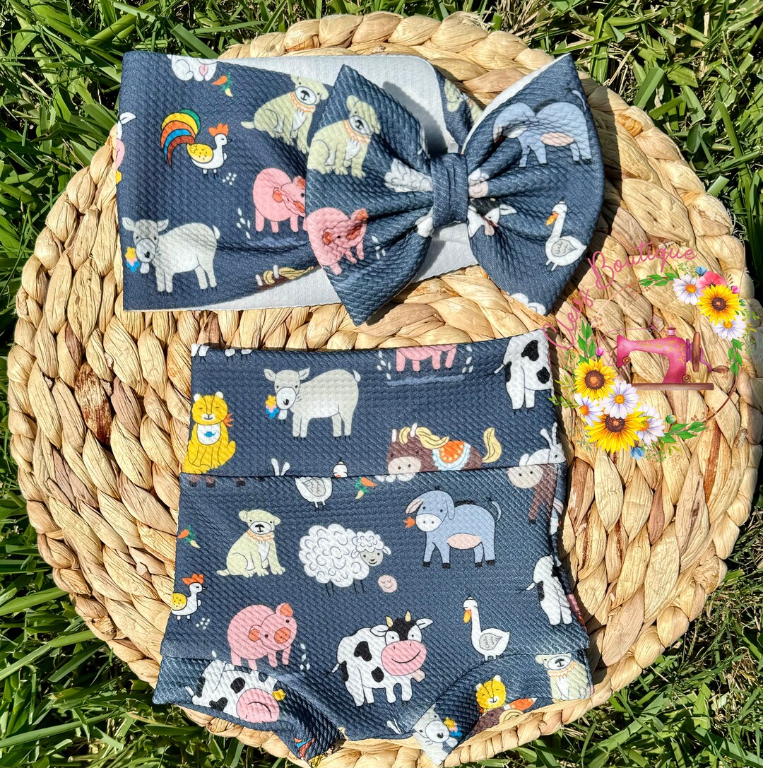 Cute Farm Animals Matching Bow Baby Toddler Set - Boutique Style ...