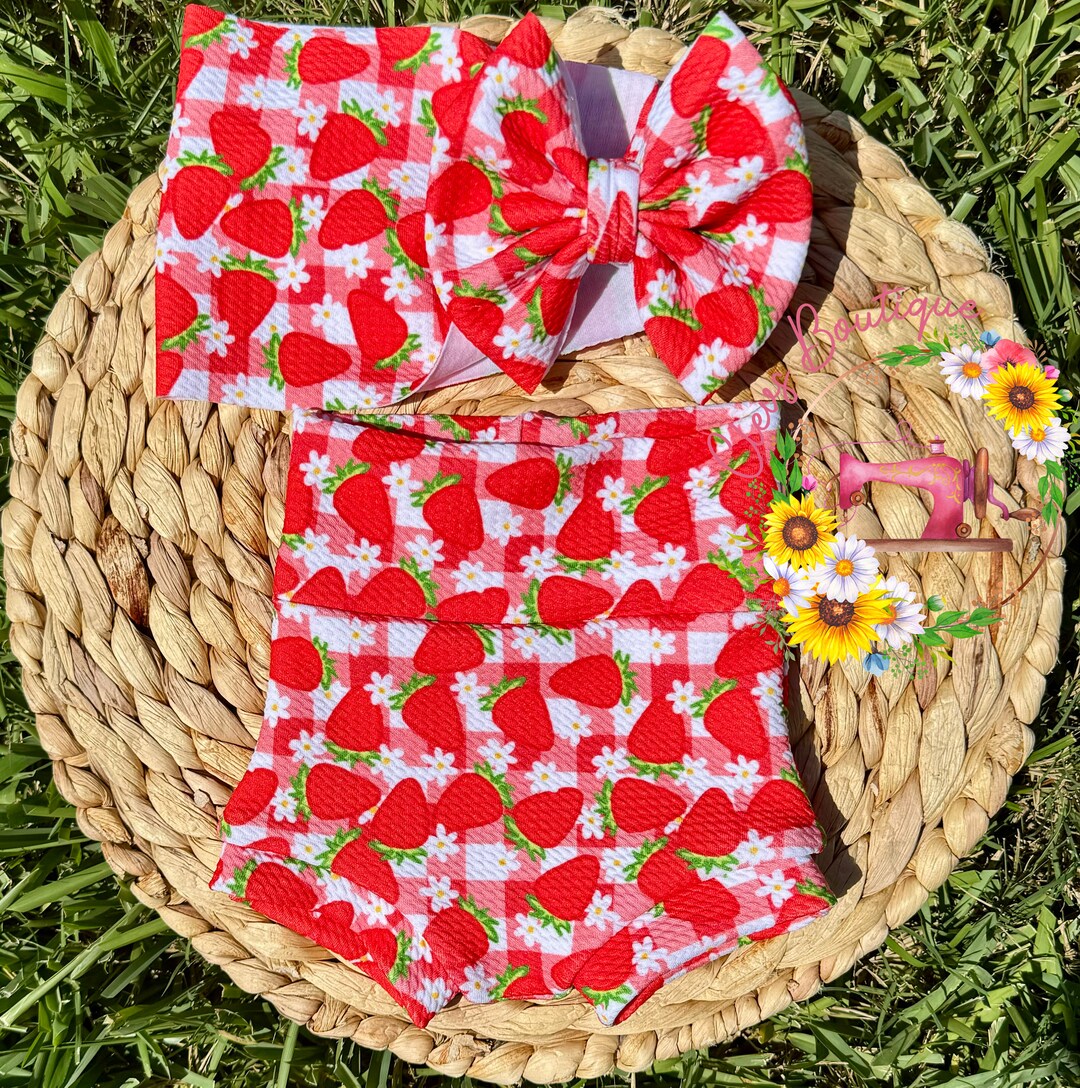 Cute Strawberry Matching Bow Baby Toddler Set - Boutique Style - Custom ...