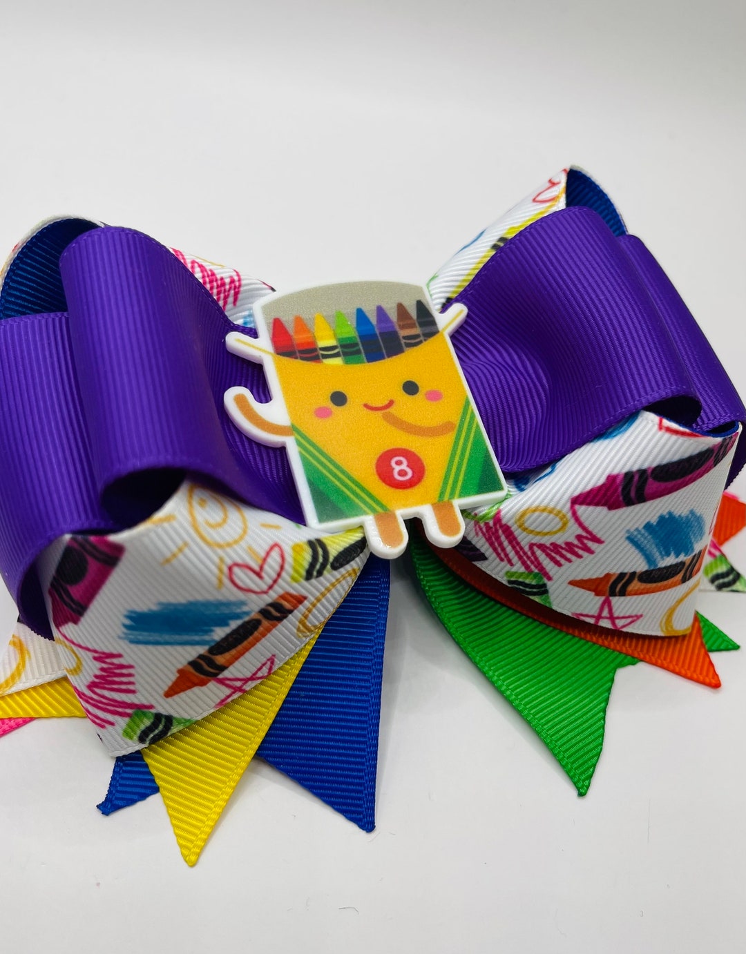 Colorful Crayons Hair Bow - Cute Hair Bows, Hair Bows for Girls, Pencil ...