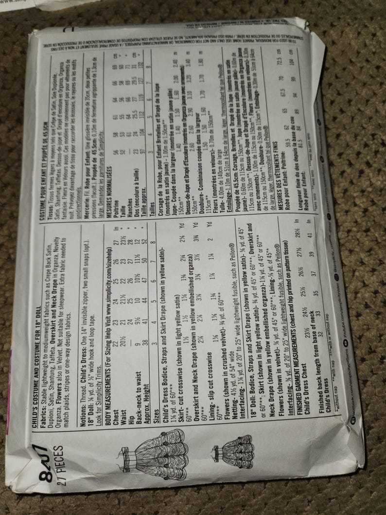 Belle Costume Pattern From Beauty and the Beast in Girl's Sizes and for ...