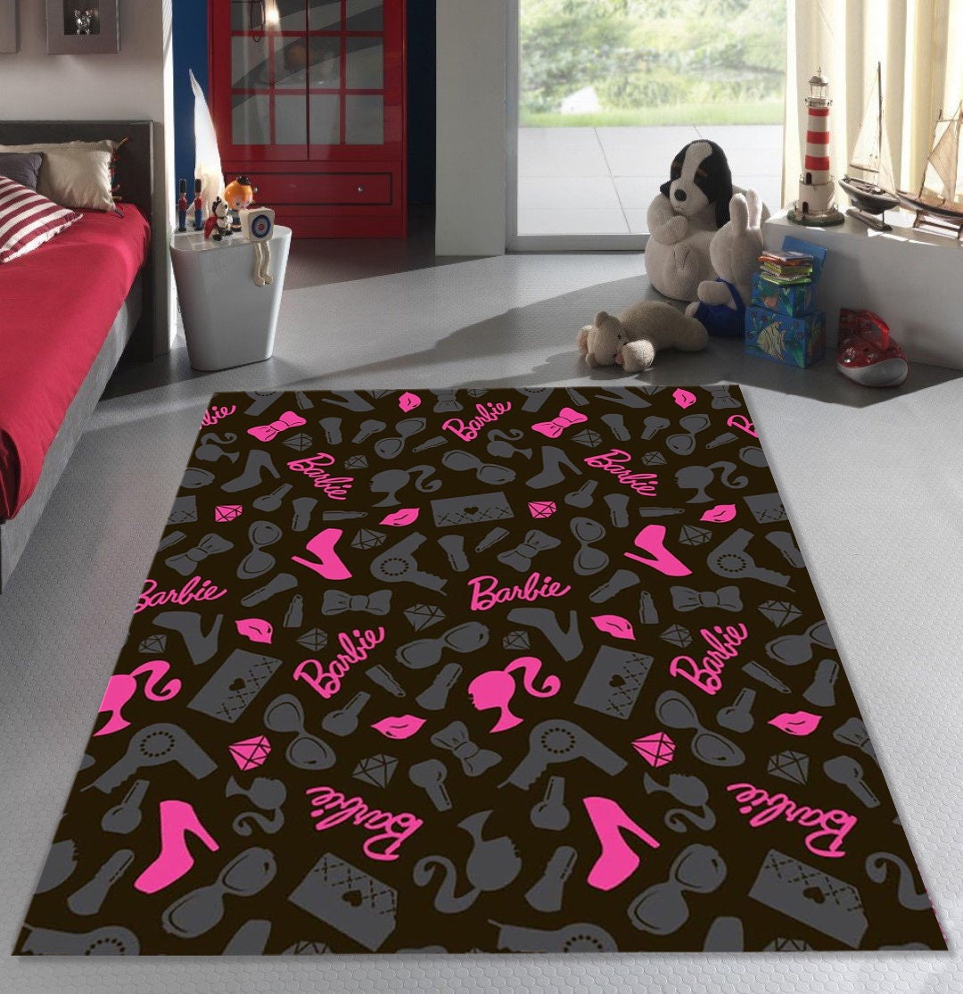 Barbie Font Rug Non-Slip Can Change Font & Name Full Personalized Rug ...