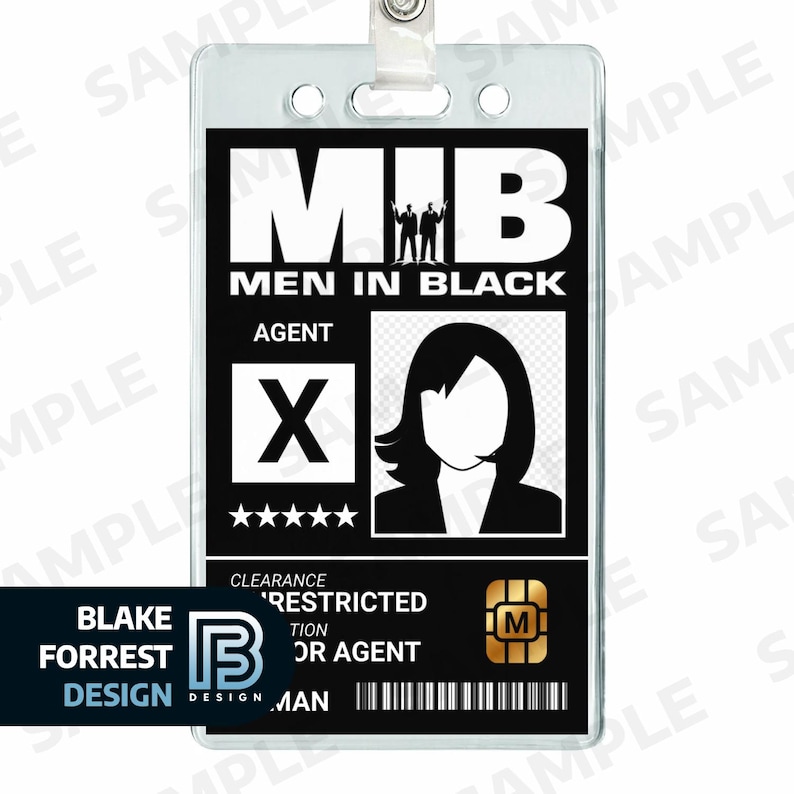 CUSTOM Men in Black Badge Movie Costume MIB Cosplay Employee ID (canva ...