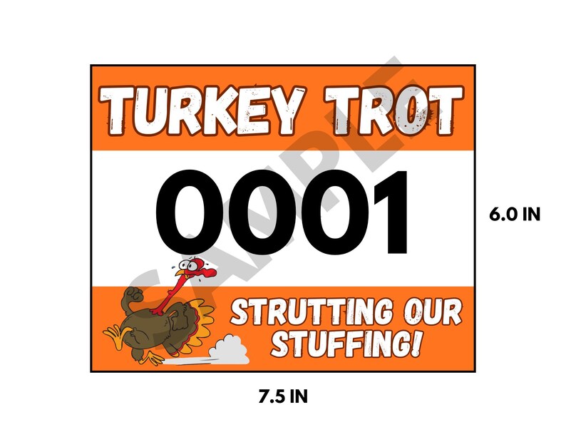 EDITABLE Turkey Trot Race Bib Template Thanksgiving 2025 CUSTOM (canva ...