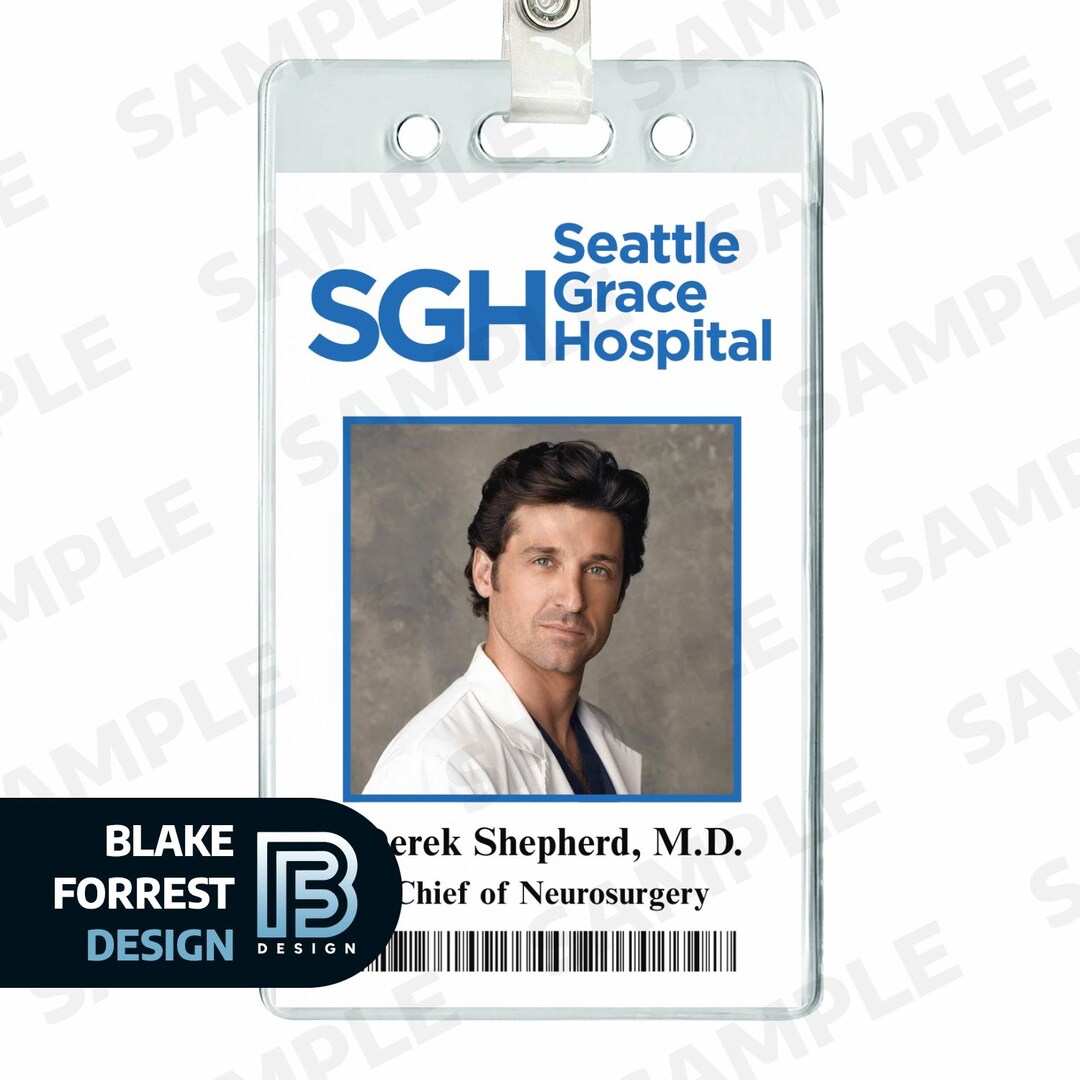 Derek Shepherd Badge Grey's Anatomy TV Show Costume Cosplay Employee ID ...
