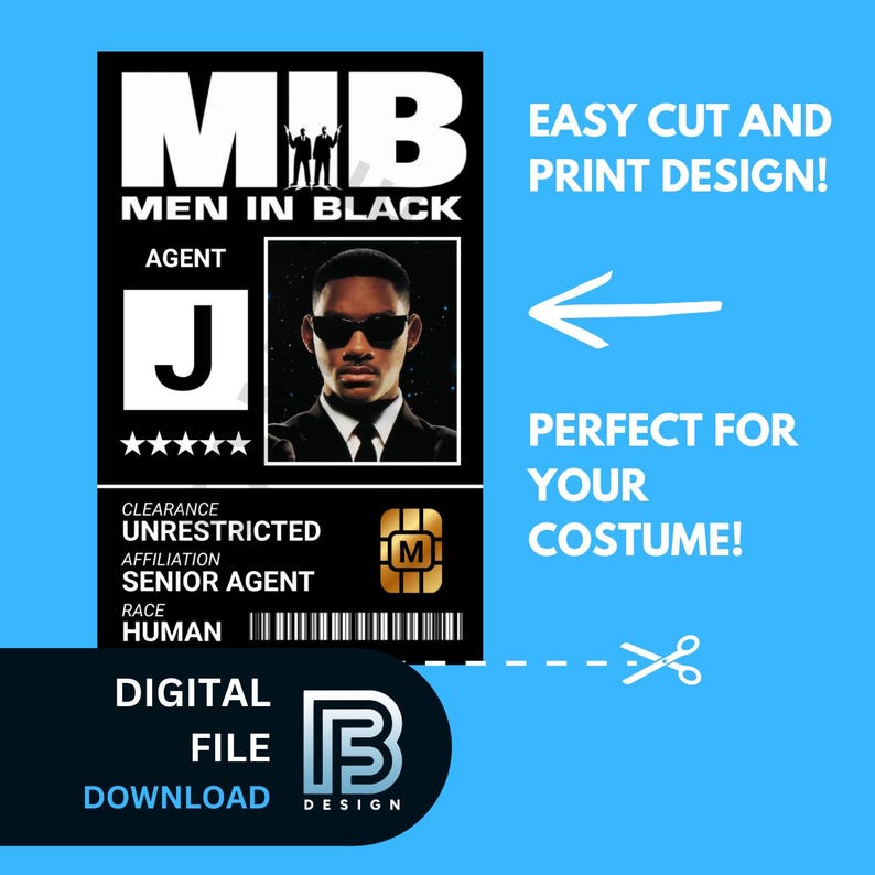 Agent J Badge Men in Black Costume Cosplay Employee ID (PDF, Png) - Etsy