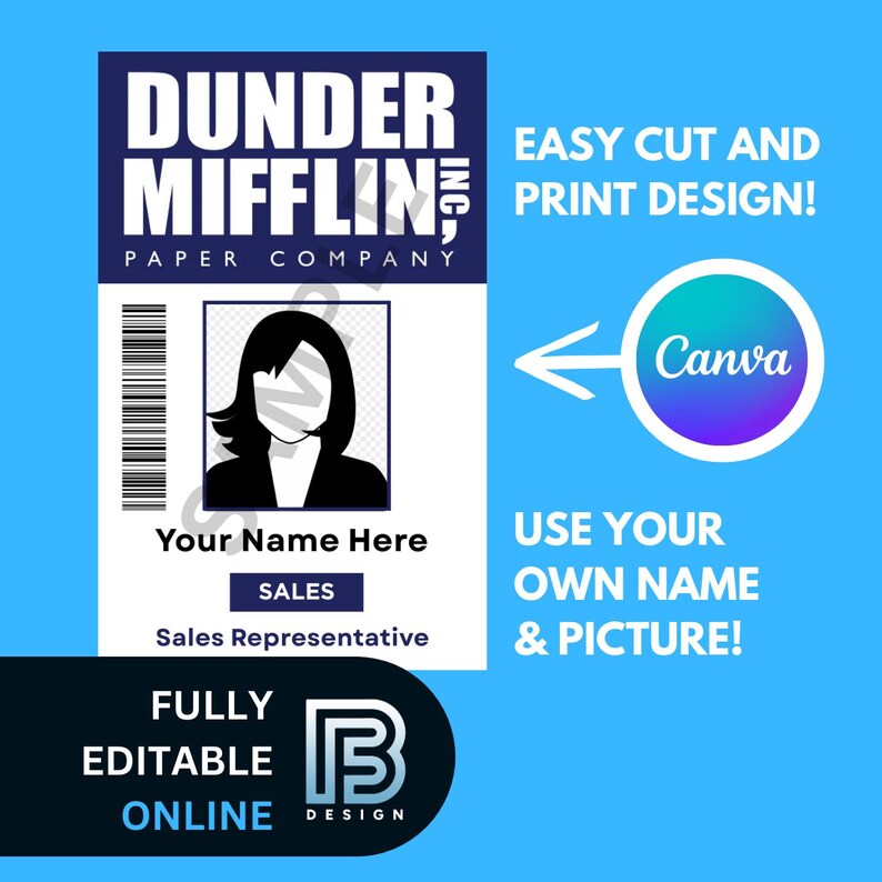 CUSTOM the Office Badge TV Show Costume Cosplay Employee ID (canva Link ...
