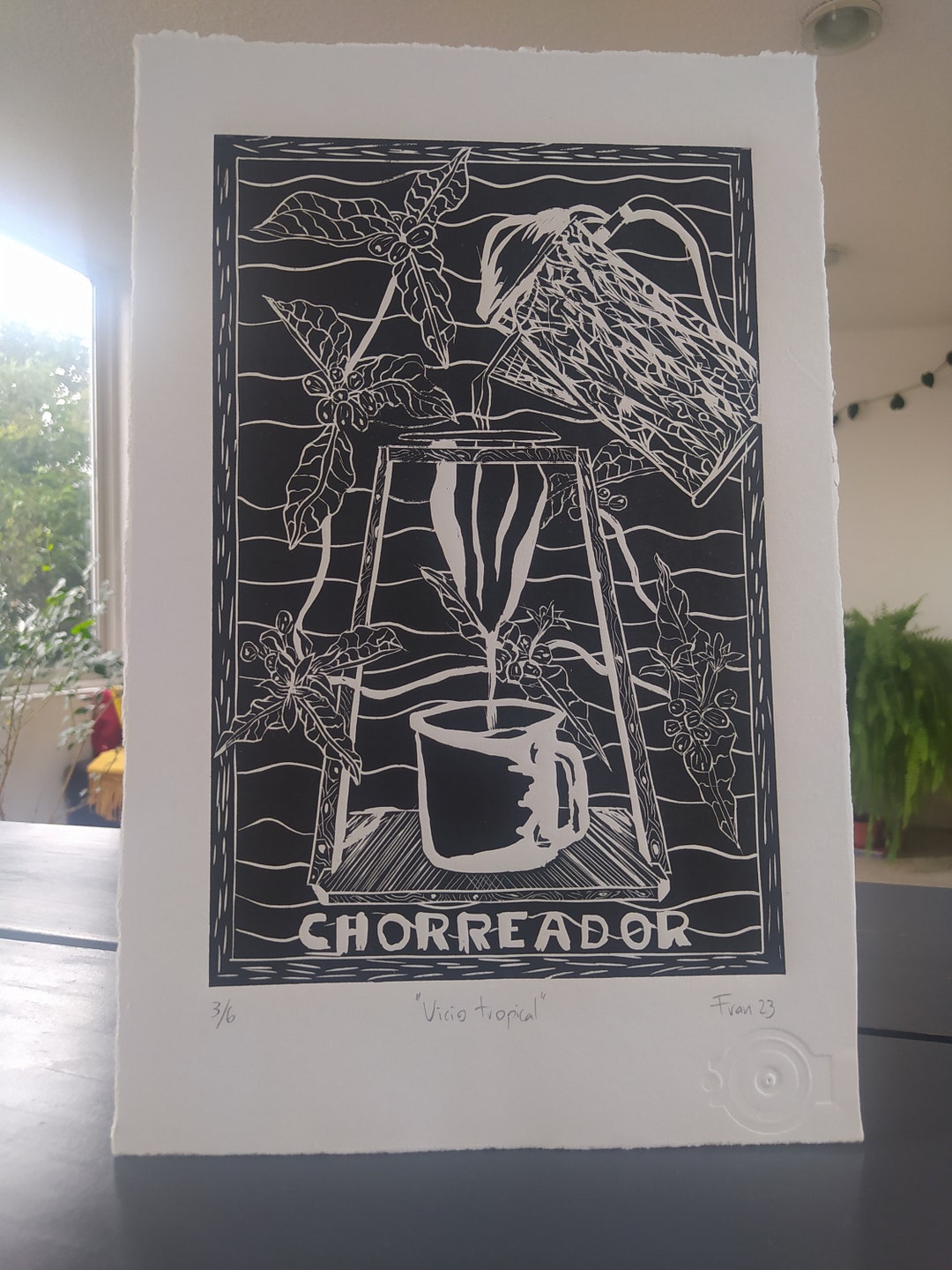 Tropical Vice 3/6. Hand-engraved Linograph. Ink on Cotton Paper 39.5x25 ...