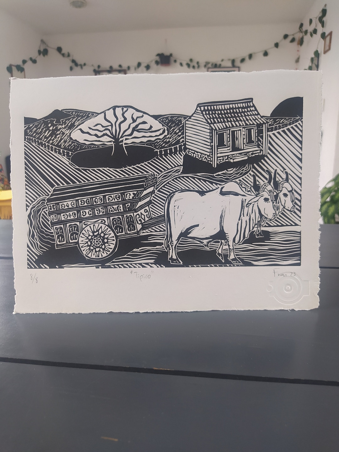 Typical 8/8. 2023. Linoleum Print Handmade by Costa Rican Artist ...