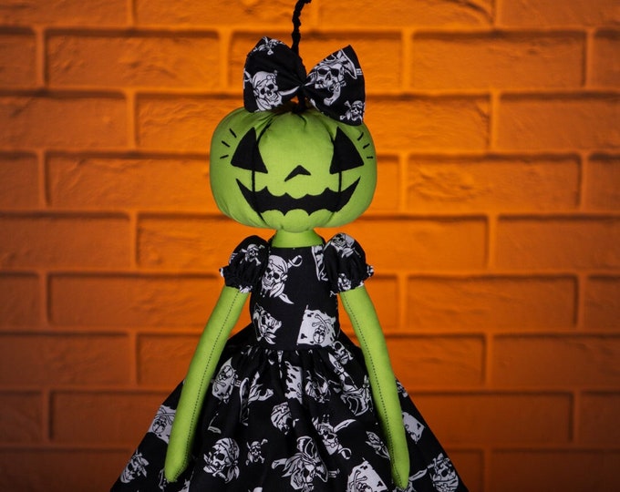 Ooak Fantasy Art Textile Doll Creepy Cute Weird Goth Rag Pumpkin Doll Etsy