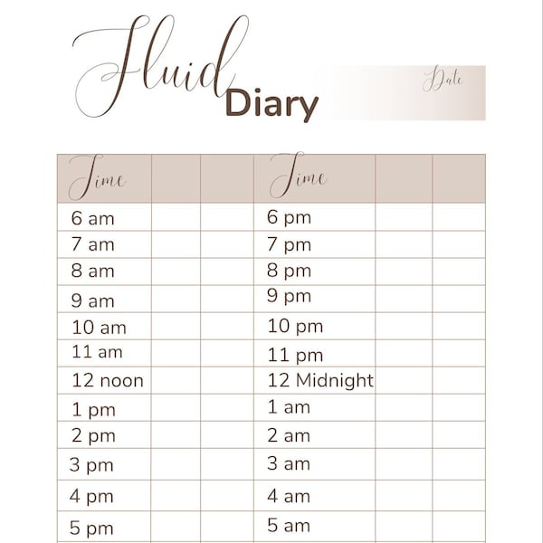 Fluid Intake Chart - Etsy