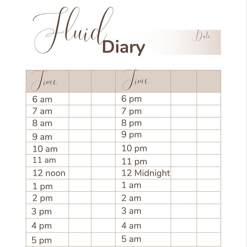 Fluid Intake Chart - Etsy