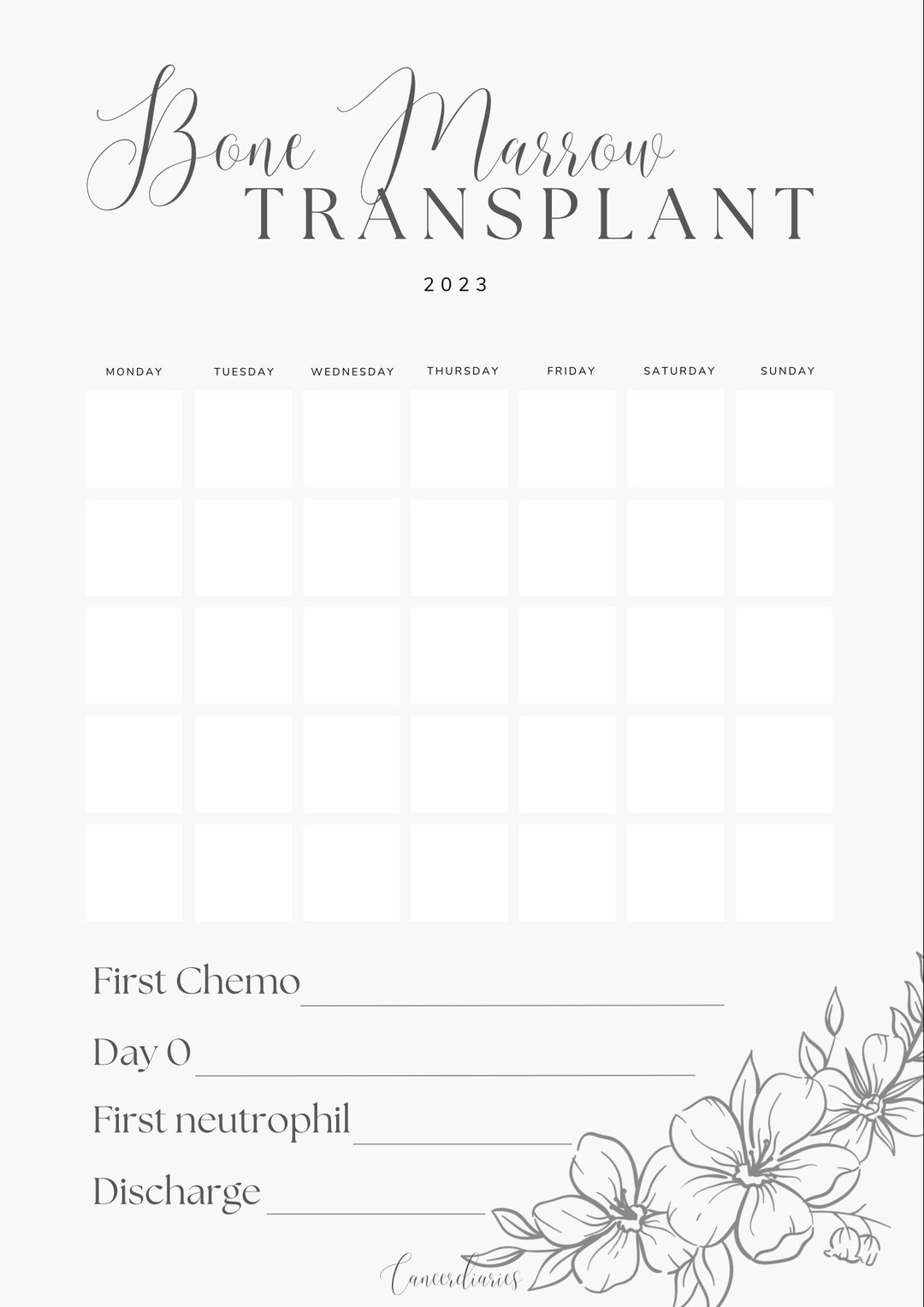 Bone Marrow Transplant Calender - Etsy