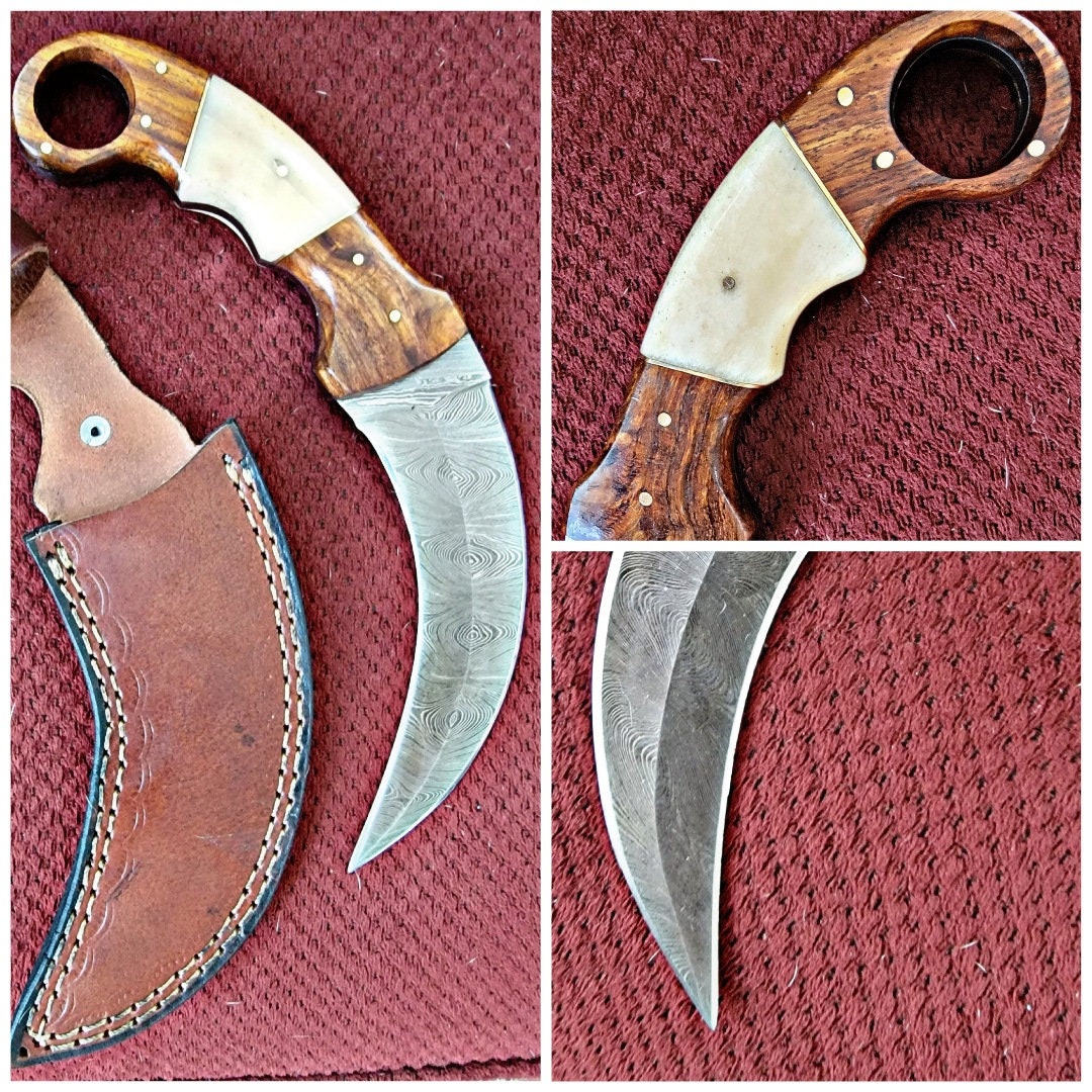 Damascus FULL TANG DUAL Dual Edged Karambit Knife - Etsy