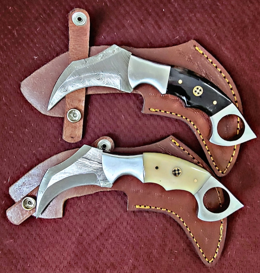 Damascus Dual Edged Karambits. Two Styles. the VULTURE and the Tiger ...