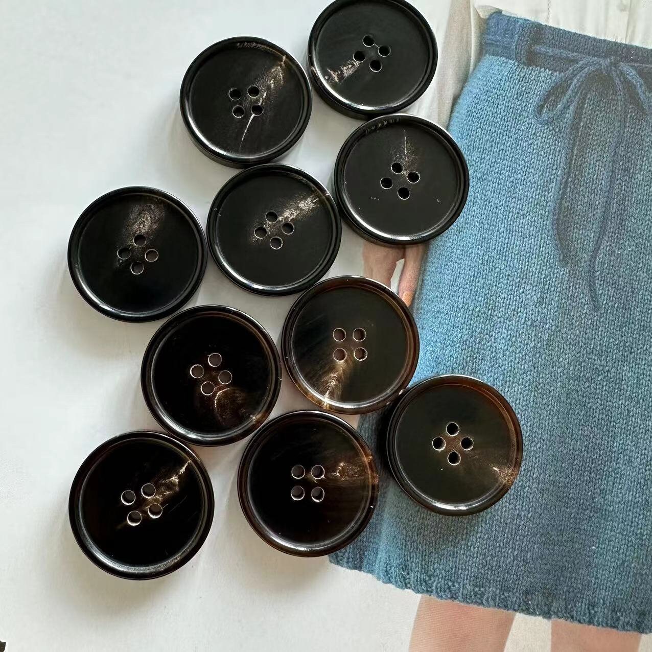 100 Pcs High-quality Black Horn Buttons Four Hole Buttons for Suit ...
