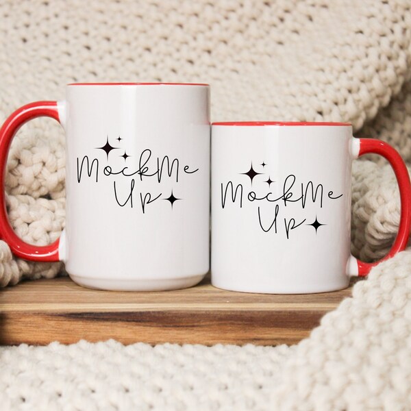 Red and White Mug - Etsy