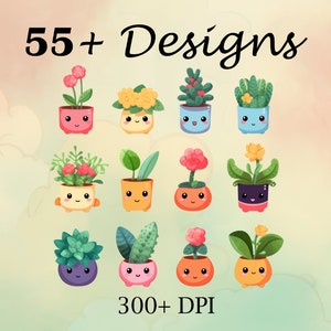 Chibi Potted Plants Clipart | Flower Pot Clipart | House Plant Clipart ...