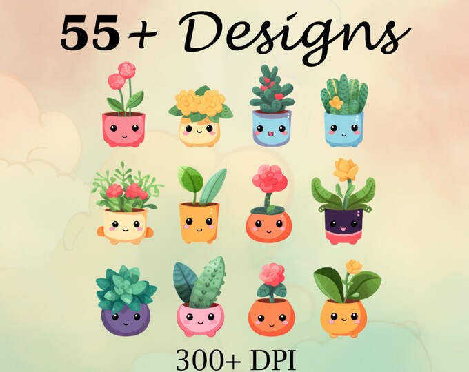 Chibi Potted Plants Clipart Flower Pot Clipart House Plant Clipart 55 ...