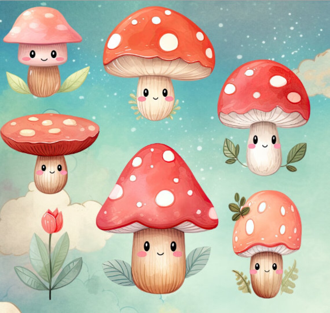 Mushroom Clipart Chibi Mushroom Clipart Cute Mushroom Clipart 40 ...