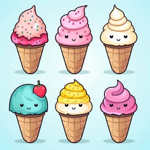 Chibi Icecream Cone Clipart | Icecream Clipart | Cute Kawaii Icecream ...