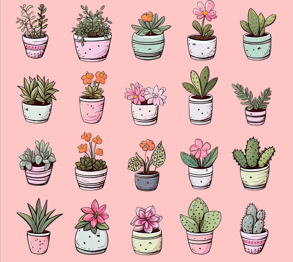 Potted Plants Clipart | Plant Clipart | House Plant Clipart | 65 ...