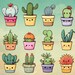 Chibi Cactus Clipart | Cute Cactus Clipart | Kawaii Cactus Clipart | 40 ...