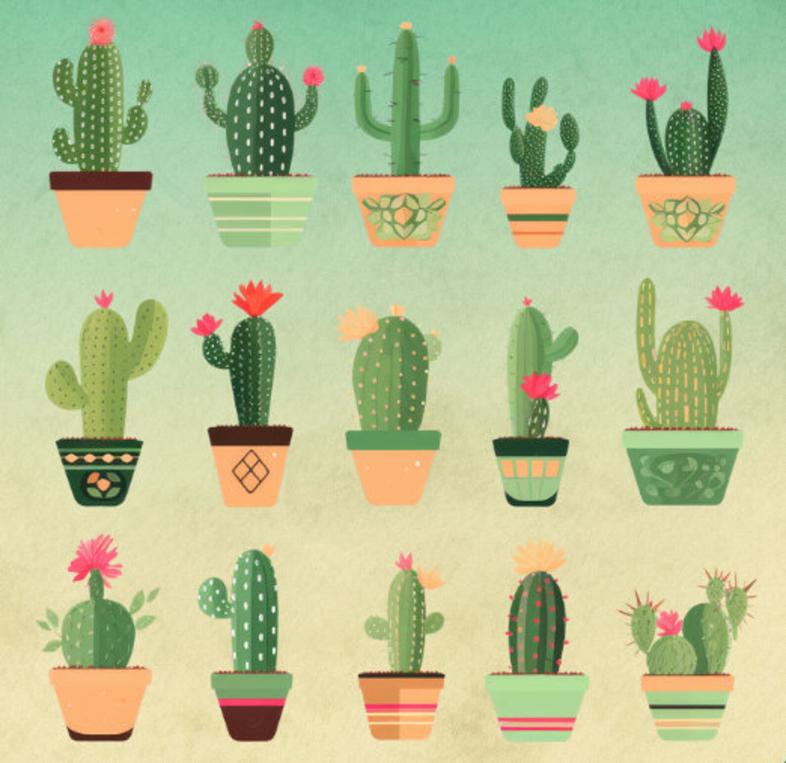 Cacti Clipart | Cactus Clipart | Cute Cacti Clipart | 80+ Designs | 300 ...