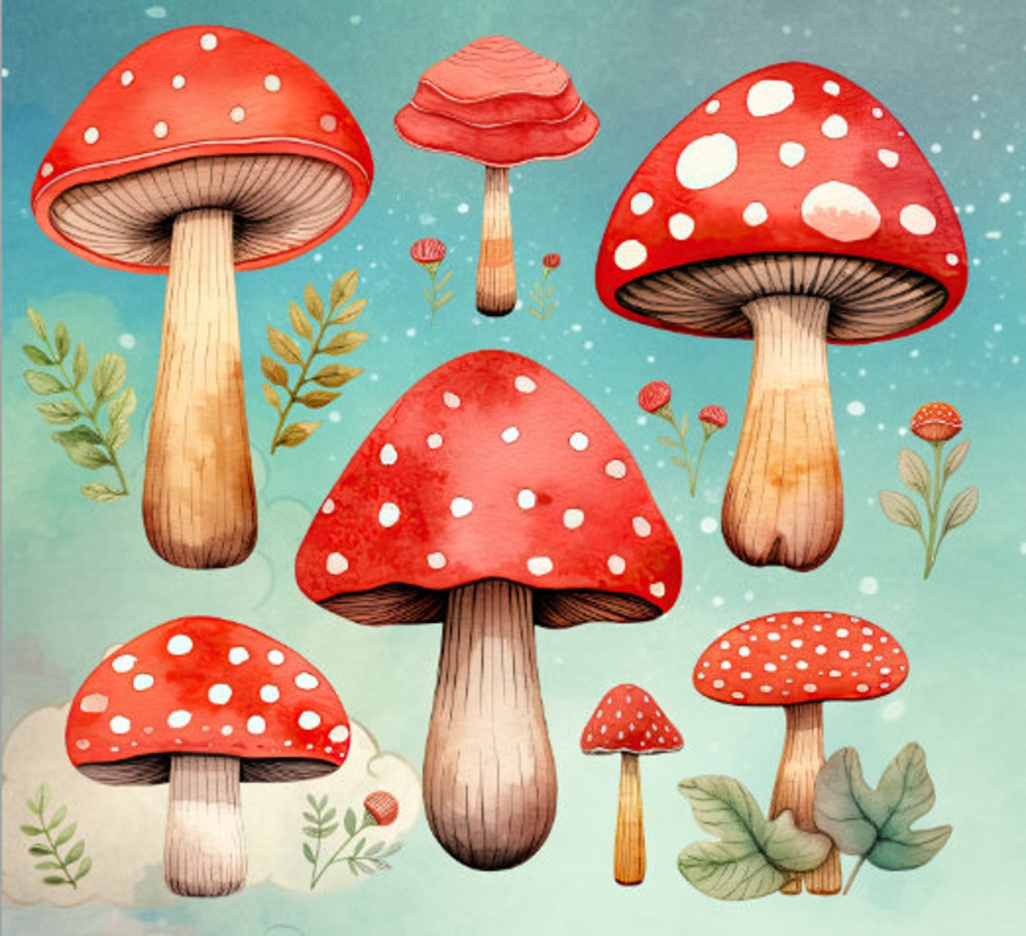 Mushroom Clipart Chibi Mushroom Clipart Cute Mushroom - Etsy