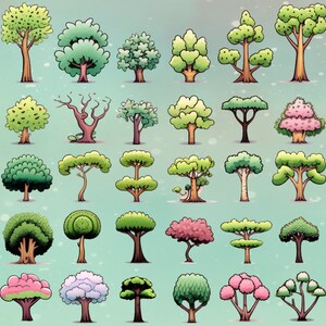 Chibi Trees Clipart | Plant Clipart | Tree Clipart | 60+ Designs | 300 ...