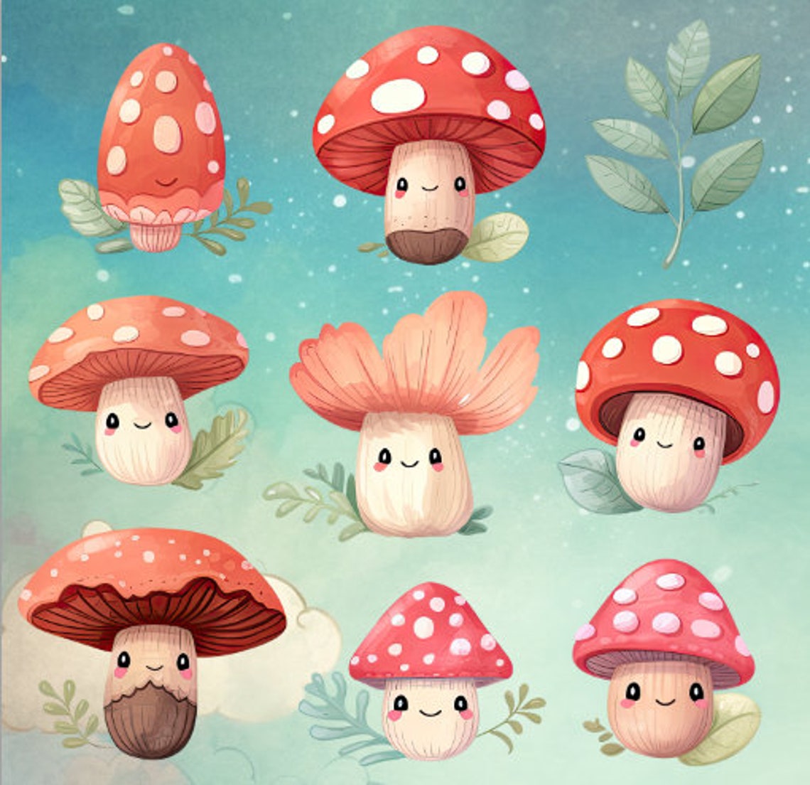 Mushroom Clipart Chibi Mushroom Clipart Cute Mushroom Clipart 40 ...