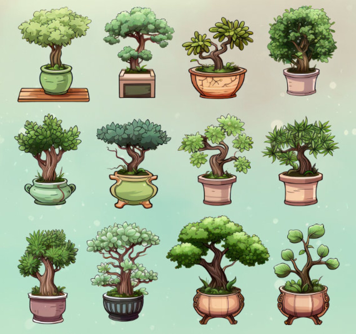 Bonsai Tree Clipart | Plant Clipart | Tree Clipart | 45+ Designs | 300 ...