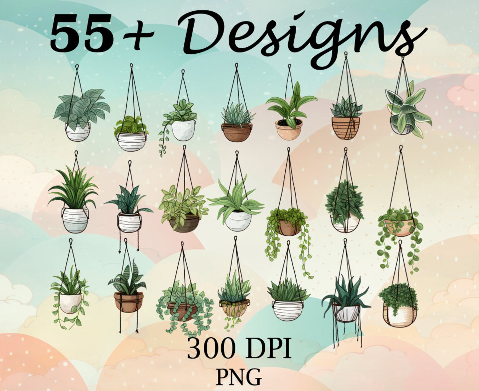 Hanging Plants Clipart | Potted Plants Clipart | Plant Clipart | 55 ...