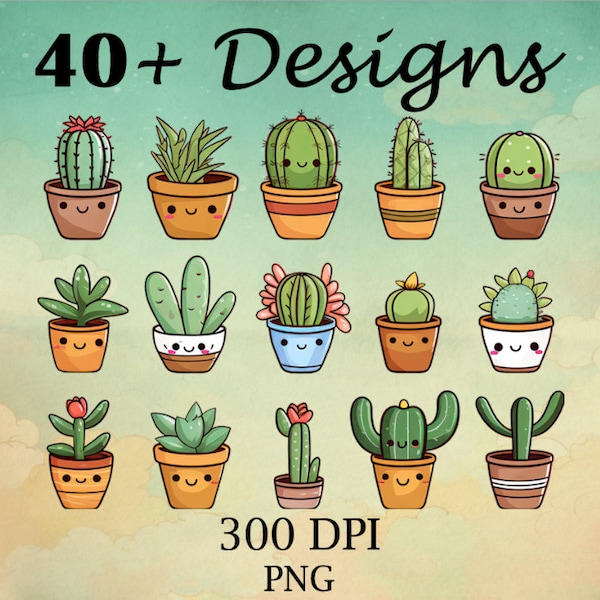 Cactus Clipart - Etsy