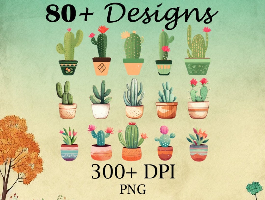 Cacti Clipart | Cactus Clipart | Cute Cacti Clipart | 80+ Designs | 300 ...