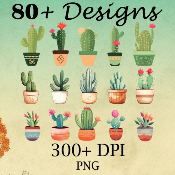 Cactus Clipart - Etsy