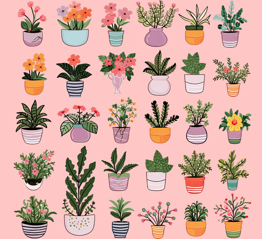 Potted Plants Clipart | Plant Clipart | House Plant Clipart | 65 ...