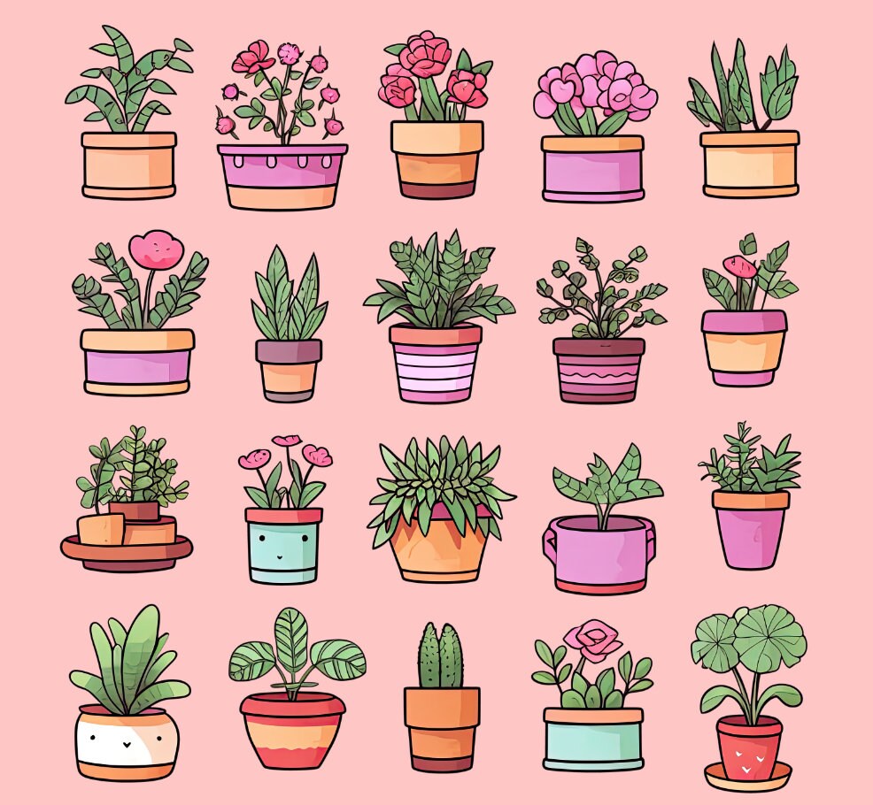Potted Plants Clipart | Plant Clipart | House Plant Clipart | 65 ...