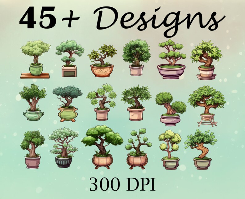 Bonsai Tree Clipart | Plant Clipart | Tree Clipart | 45+ Designs | 300 ...