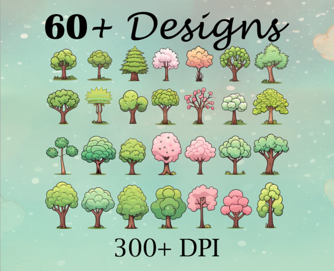 Chibi Trees Clipart | Plant Clipart | Tree Clipart | 60+ Designs | 300 ...