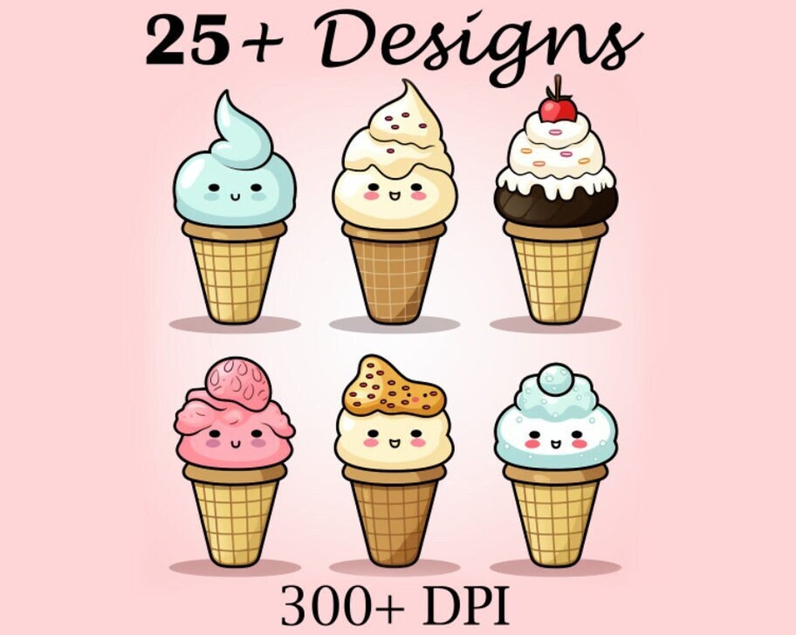 Chibi Icecream Cone Clipart | Icecream Clipart | Cute Kawaii Icecream ...